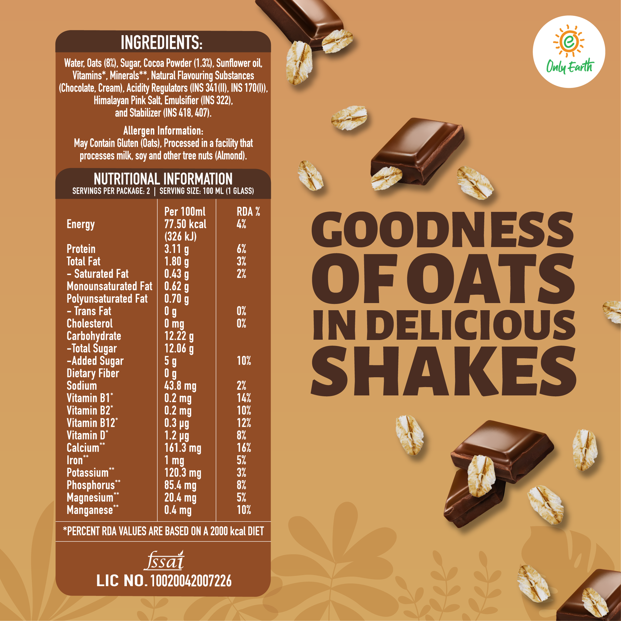 Belgian Chocolate Oats Shake – Only Earth Store